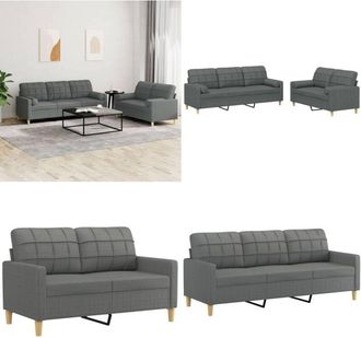 vidaXL Vidaxl - 2-tlg. Sofagarnitur mit Kissen Dunkelgrau Stoff - Couchgarnitur - Wohnlandschaft - Dunkelgraue Couch - Ledercouch - Samtkouch - Home & Living