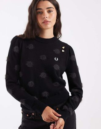 Fred Perry x Amy Winehouse gepunkteter Strickpullover in Schwarz