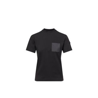 Moncler Moncler Cotton Jersey T-shirt With Pleated Pocket, Women, Black, Size: Xl