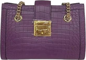 Generic Sac cabas pour femme en cuir de ventre de crocodile, sac &agrave; bandouli&egrave;re &agrave; cha&icirc;ne, sac &agrave; rabat en cuir dalligator v&eacute;ritable, sac bandouli&egrave;re simple