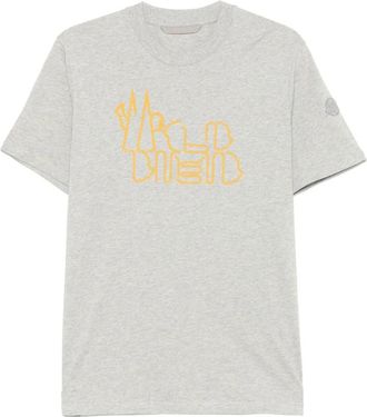 Moncler Logo T-Shirt Grau Rundhalsausschnitt - - Tops - Herren - Grau - M