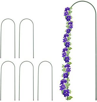 Relaxdays Rankhilfe, 6er Set, HxB: 120 x 32 cm, Metall, Rankger&uuml;st f&uuml;r Kletterpflanzen, Bogenform, freistehend, gr&uuml;n