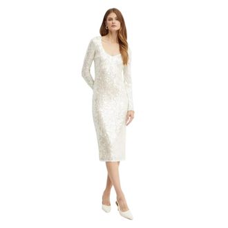 Patrizia Pepe Pailletten-Midi-Kleid - - Dresses - Damen - Beige - S