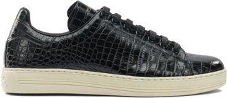 Tom Ford Homme, Chaussures, Noir, Taille: 44 EU Baskets Noires Imprimé Crocodile