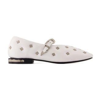 Toga Archives Womens Diamond-Studded Leather Ballerina White