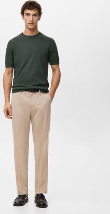 Mango T-shirt maille fine coton kaki - Homme - S - MANGO MAN