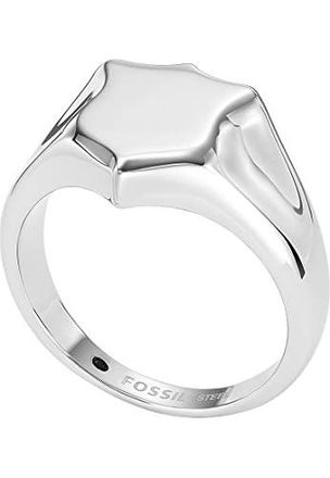 Fossil Bague Pour Homme Heritage, Longueur : 11.7mm, Largeur : 9.8mm Bague En Acier Inoxydable Argenté, JF04347040