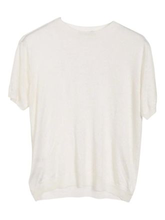 Prada haut en soie à col rond (années 2010) - Blanc