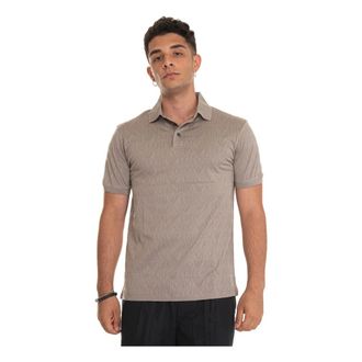 Emporio Armani Jersey-Poloshirt mit Allover-Jacquard-Logo - - Tops - Herren - Grau - 2XL