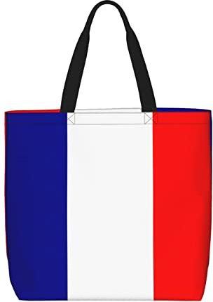 Generic Sac Fourre-Tout Drapeau De La France Sac &Agrave; Bandouli&egrave;re En Toile Avec Poign&eacute;es De Grande Capacit&eacute; Sacs En Toile &Eacute;paule, Pour Voyage, Shopping, Filles, 