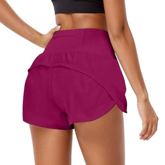 Generic Short Sport Femme Rouge Shorts Chic VTT Vetement Gel Longue Matelass&eacute; Cotel&eacute; Ville Decontracte Sarouel Randonnee Corsaire Renforce Revers Am&eacute;ricain Do