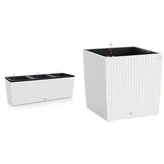 Lechuza Trio Cottage 40 Pflanzgefäß mit ERD-Bewässerungs-System, Weiß, 130 x 42 x 44 cm &%22CUBE Cottage 40%22 Pflanzgefäß mit ERD-Bewässerungs-System, Weiß, 