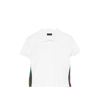 Gucci Web-stripe Cropped Polo Top