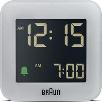 Braun R&eacute;veil num&eacute;rique de Voyage avec r&eacute;p&eacute;tition (Fonction Snooze), &eacute;cran LCD n&eacute;gatif, r&eacute;glage Rapide, bip de lAlarme en Crescendo, mod&egrave;le BC08G Gris