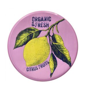 Gift Company Love Trays, Dekotablett, L, Motiv: Zitrone, rund, rosa/gelb 31x1x31cm