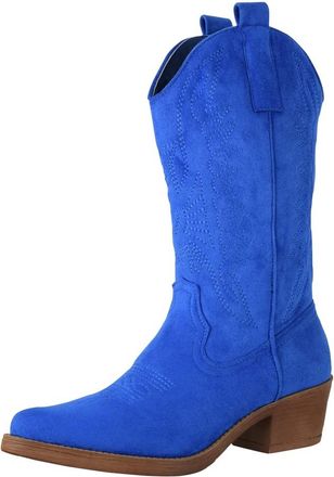 Elara Damen Cowboy Stiefel Biker Boots Chunkyrayan 301-A32SZ Sapphire Blau Suede-41