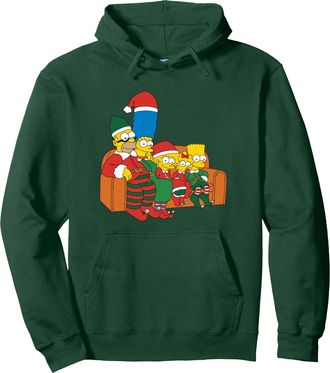 The Simpsons Holiday Family Christmas Elf Costumes Couch Gag Pullover Hoodie