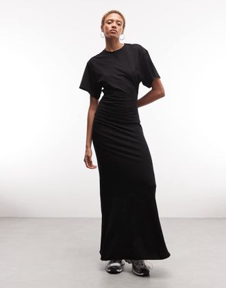 Weekday Robe longue cintr&eacute;e &agrave; la taille en jersey - Noir