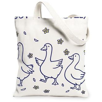 Generic Sacs fourre-tout en toile avec imprim&eacute; animal mignon, sacs d&eacute;picerie r&eacute;utilisables, l&eacute;gers et lavables avec bandouli&egrave;re en toile F, blanc, 13x15 Inch
