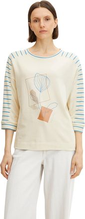 Tom Tailor Damen T-Shirt mit Print 1032718, 28130 - Soft Buttercream, XXS