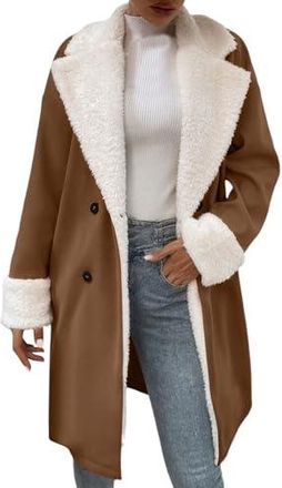 Generic Vestes dhiver d&eacute;contract&eacute;es en laine &agrave; double boutonnage pour femme 2026, marron, 3XL