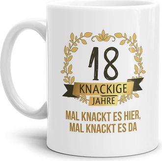 Tassendruck Geburtstags-Tasse Knackige 18 Geburtstags-Geschenk Zum 18. Geburtstag/Geschenkidee/Scherzartikel/Lustig/Witzig/Spaß/Fun/Mug/Cup/Beste Qualität - 25 Ja