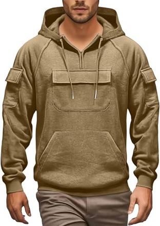 Generic Sweat &agrave; capuche &eacute;pais en tissu &eacute;ponge pour homme - Pull classique surdimensionn&eacute; pour un usage quotidien - Pull &agrave; capuche &agrave; manches longues pour homme
