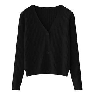 Generic Cardigan &agrave; simple boutonnage pour femme - Col en V - Pour lhiver, noir, Taille Unique