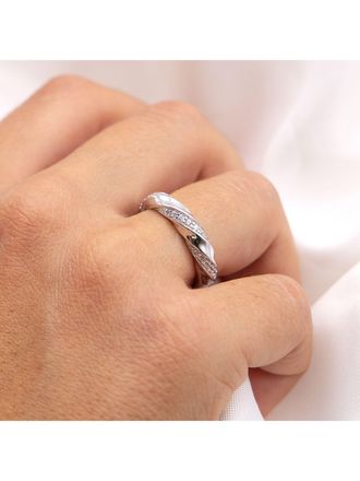 Zeeme Silber Ring Silber 925 rhodiniert mit Zirkonia wei&szlig;
