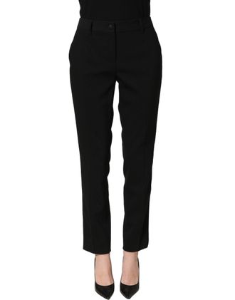 Dolce & Gabbana Womens Virgin Wool Stretch Trousers Black Silk
