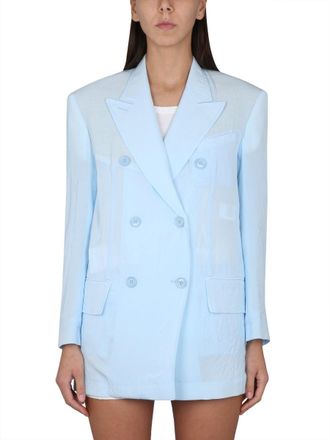 Max Mara Double-Breasted Viscose Jacket - Azure