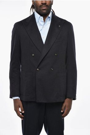 Tagliatore Cashmere Double-Breasted Blazer with Peak Lapel size 52
