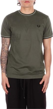 Fred Perry Homme, Tops, Vert, Taille: XL Front Logo T-shirt