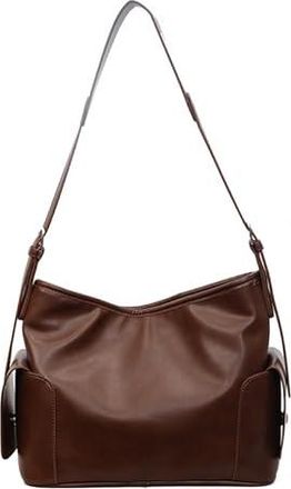 Generic Sac &agrave; bandouli&egrave;re en forme de croissant en polyur&eacute;thane multi-poches avec poign&eacute;e sur le dessus - Couleur unie - Grand sac pour femme - Pour le travai