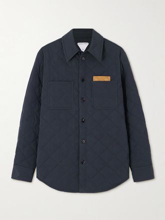 Bottega Veneta Steppjacke Aus Shell Aus Einer Baumwollmischung Mit Velourslederbesatz - Blau