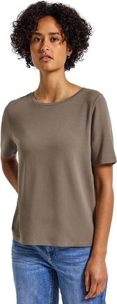 Street One Damen 3228111 Shirt mit Glitzerstreifen, bark Brown, 34