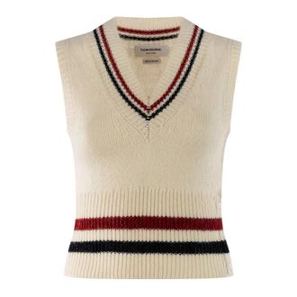 Thom Browne V-Ausschnitt Strickware - - Knitwear - Damen - Wei&szlig; - S