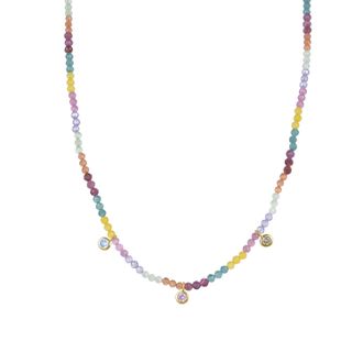 Luxenter Halskette aus 925er Sterlingsilber mit mehrfarbigen Zirkonen in 18K Gelbgold - Ruane