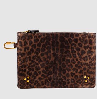 Jerome Dreyfuss Pochette Popoche M Cuir Imprim&eacute; L&eacute;opard Naturel