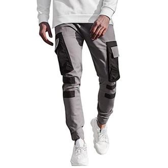 Generic Pantalon cargo pour homme avec plusieurs poches, pantalon de surv&ecirc;tement d&eacute;contract&eacute;, tendance, minimaliste, couleur unie, polyvalent, confortable et 
