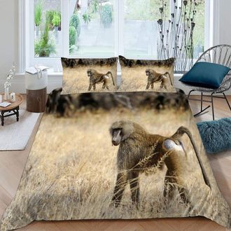 Generic Bettw&auml;sche 155x200 AFFE Bettw&auml;sche Sets Wildtiere Bettenset 3D Druck Weich Microfaser Bettdeckenbezug mit Rei&szlig;veschluss und 2 Kissenbezug f&uuml;r Jungen M