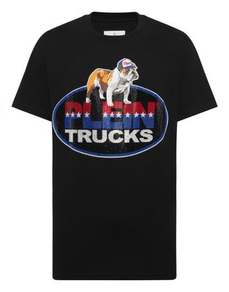 Philipp Plein Round Neck T-Shirt Bulldog Crystal