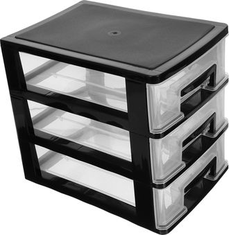 Cabilock Organizer Mehrschichtiges Kunststoff-aufbewahrungssystem Transparent Schwarz Tisch-schubladenbox für Büro Schlafzimmer Wohnzimmer Praktisches Möbel zu