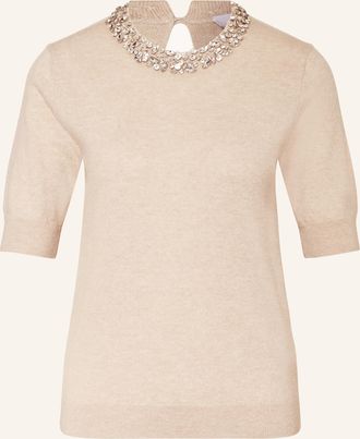 Riani Riani Strickshirt Mit Cashmere Und Schmucksteinen beige