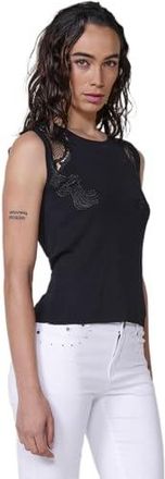 Kor&ouml;shi T-shirt sans manches avec d&eacute;tails sur le devant, couleur noire, pour femme, de couleur noire, Noir, XL