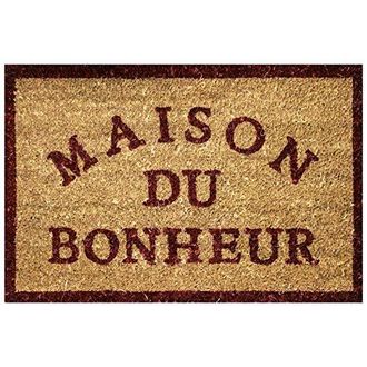 Douceur d'Int&eacute;rieur Paillasson Rectangle (40 x 60 cm) Bonheur Naturel, Coco Imprim&eacute;