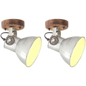 vidaXL Vidaxl - Lampe murale industrielle/plafonnier 2 pcs Argent&eacute; 20x25 cm E27