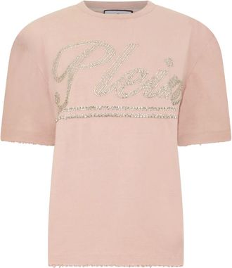 Philipp Plein Femme, Tops, Rose, Taille: 38 FR Fit T-Shirt Strass Signature
