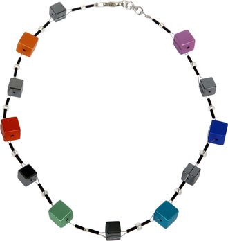 DeMarie Collierkette Edelstahl Aluminium Hämitit Kristall mehrfarbig