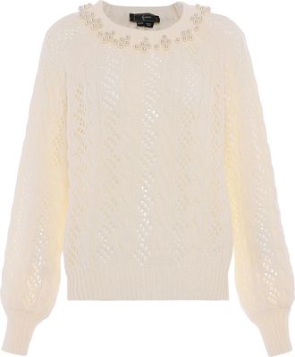 Faina Strickpullover Damen Wollwei&szlig;
